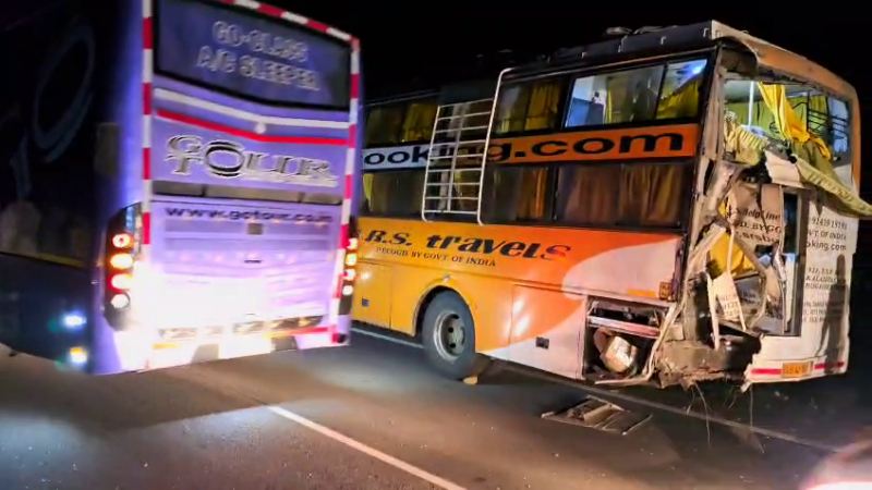 Two buses collide near Kudligi village while overtaking, passengers ...